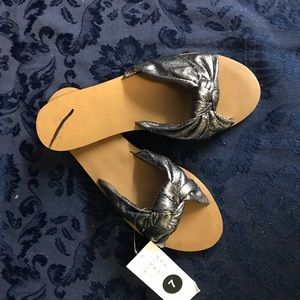 a.n.a | Shoes | Ana Dark Silver Flat Slidessandals Nwt | Poshmark